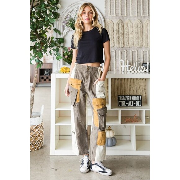 Oli & Hali | Pants & Jumpsuits | Oli Hali Olive Washed Color Block ...